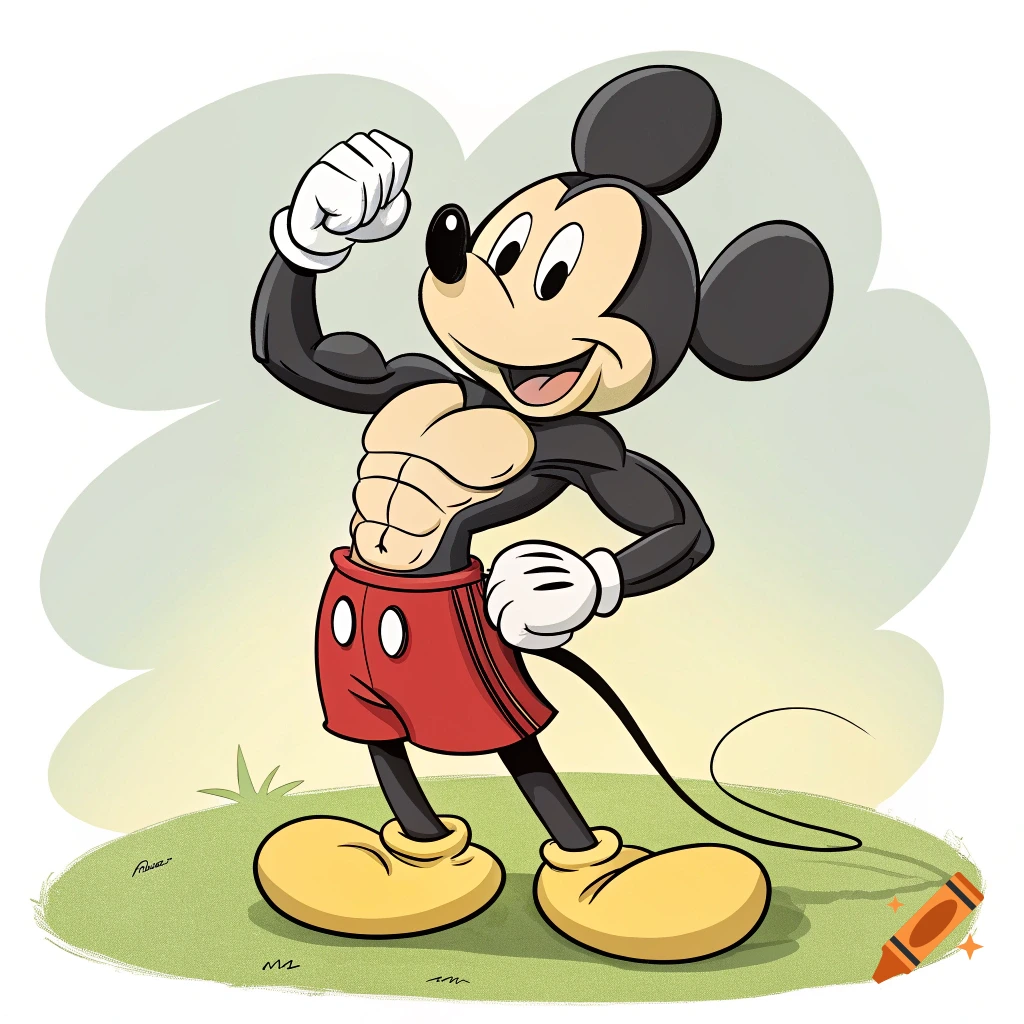 Mickey Mouse with a six pack on Craiyon