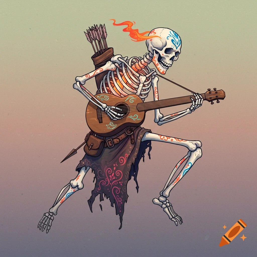 Spectral ranger skeleton with vibrant colors and designs on Craiyon