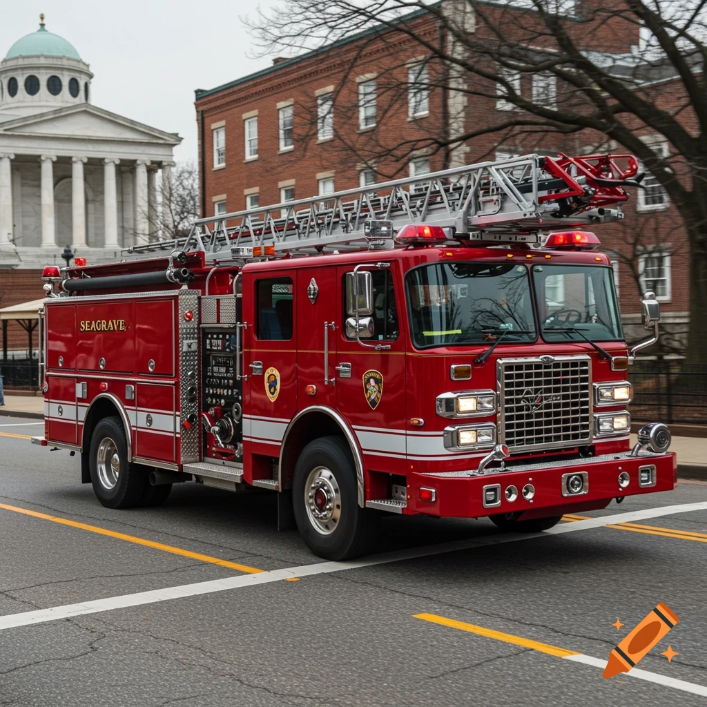 Seagrave tiller truck in Alexandria, Virginia on Craiyon