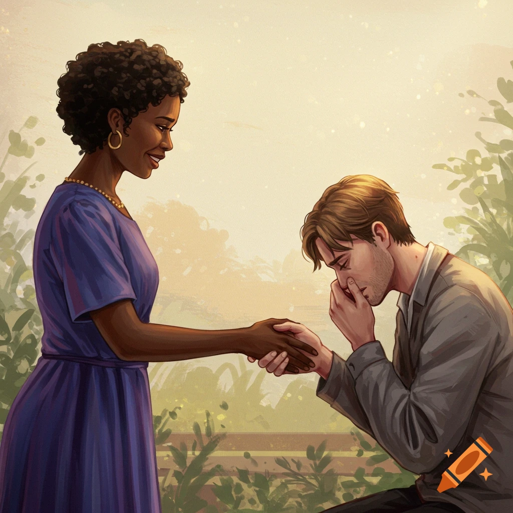 Black person forgiving white person on Craiyon