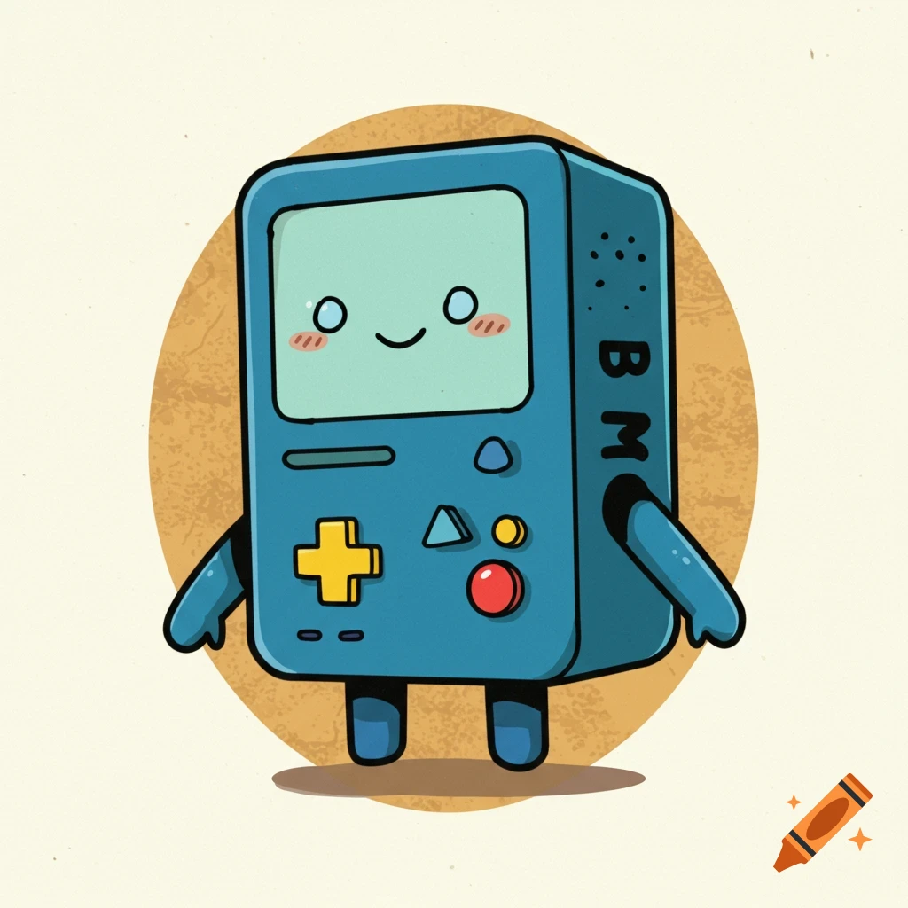 Cartoon blue robot character with screen face in American traditional ...