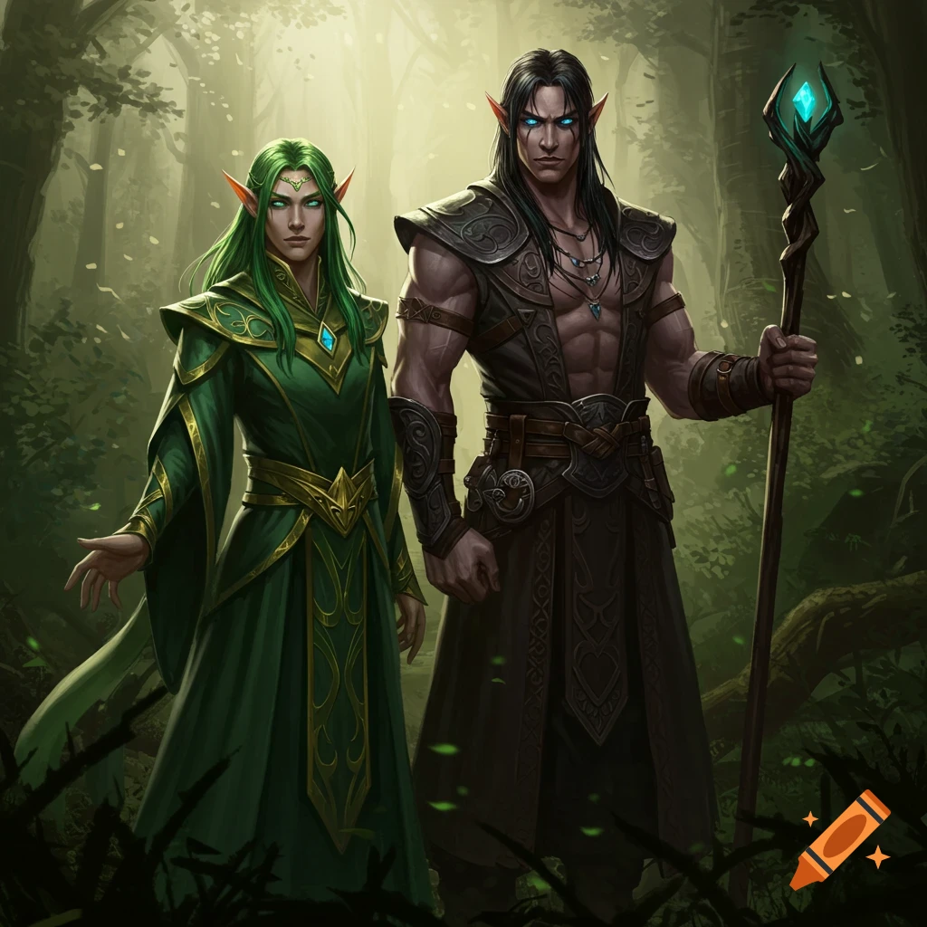 A family of scorpion humanoids in a fantasy forest. on Craiyon