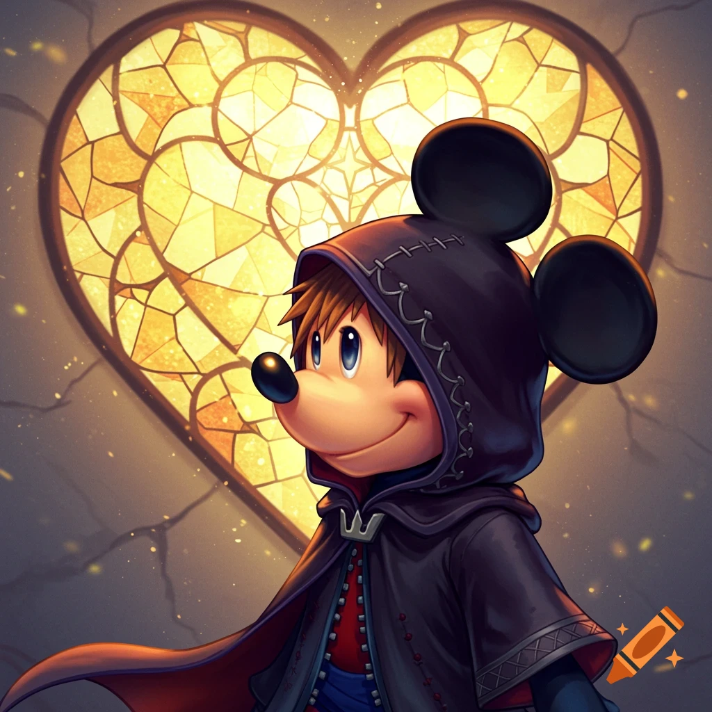 Mickey Mouse Kingdom Hearts with Heart Stained Glass on Craiyon