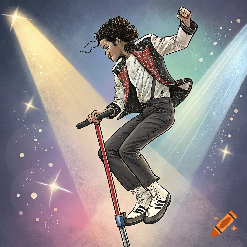 Illustration of Michael Jackson skating along the shore of the ocean on ...