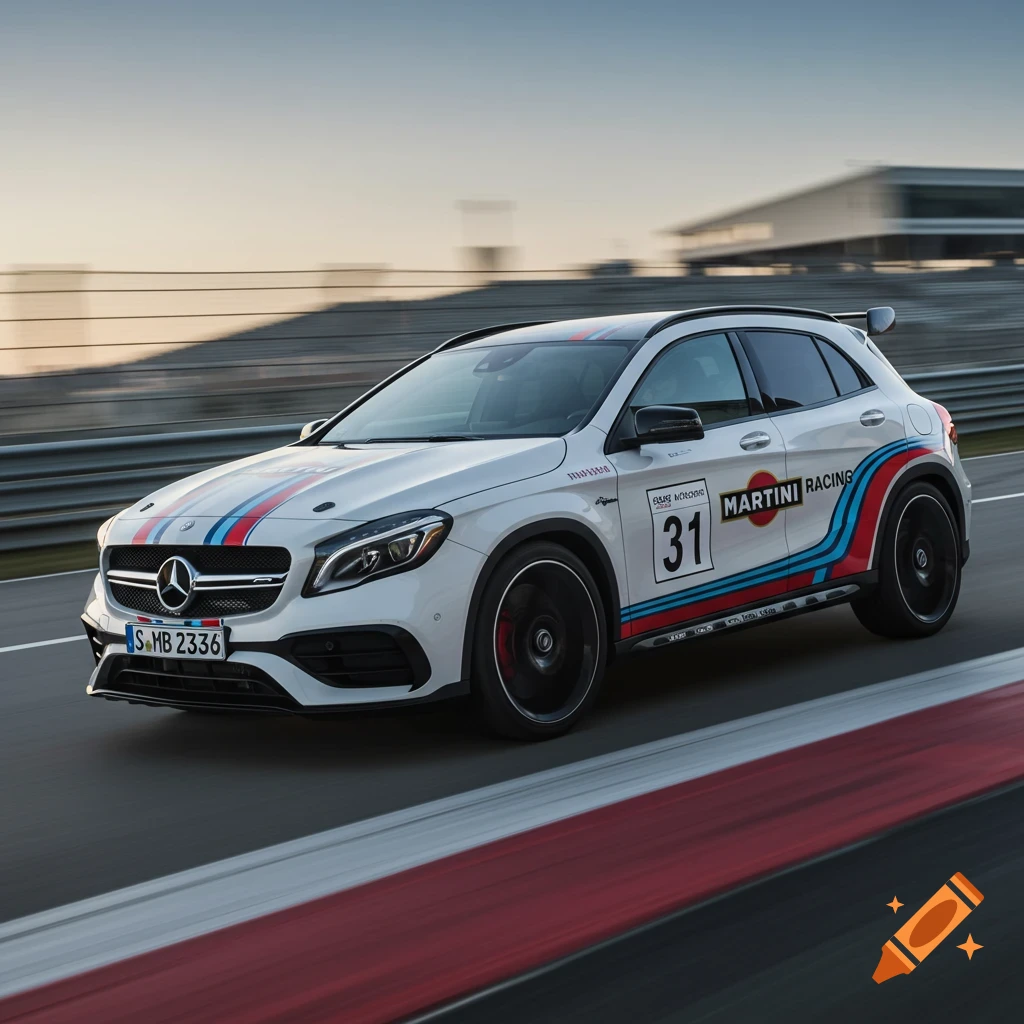 A red Volkswagen Polo drives on a track with motion blur. on Craiyon