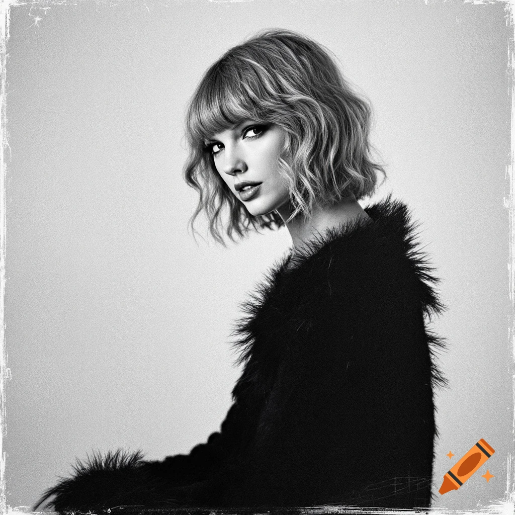 Reputation album cover by Taylor Swift in black and white on Craiyon