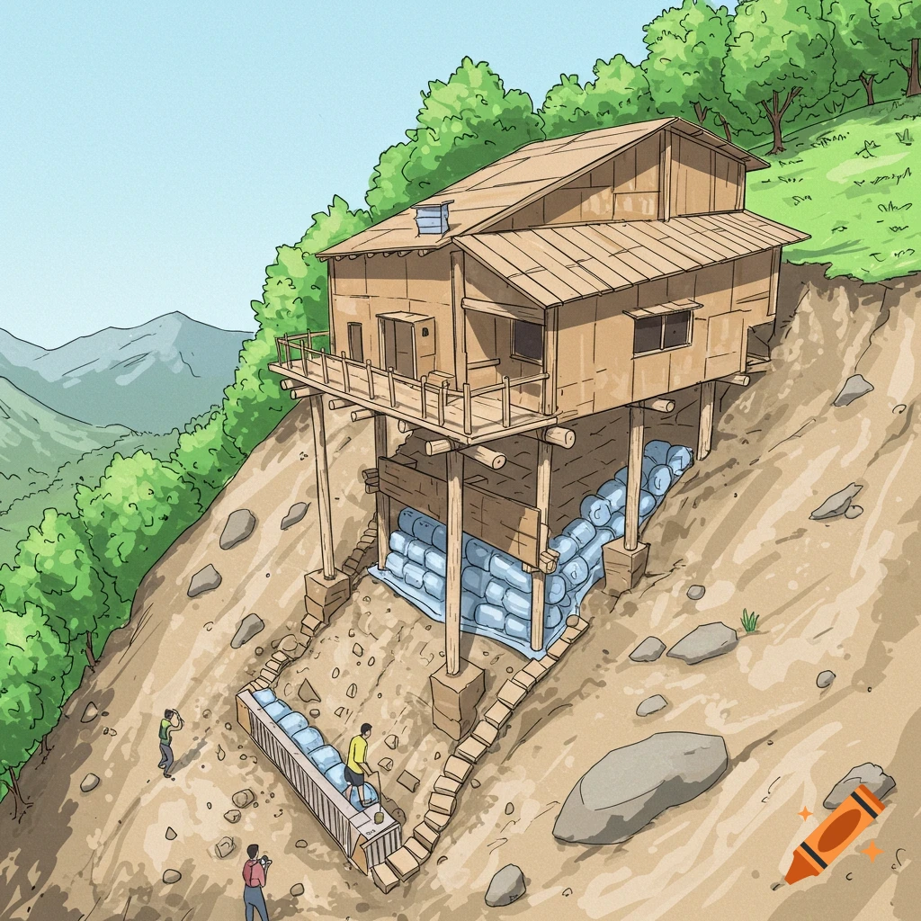 Landslide-resistant house model on Craiyon