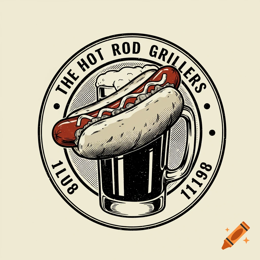 Vintage illustration logo emblem with a hotdog in a pint glass and text ...