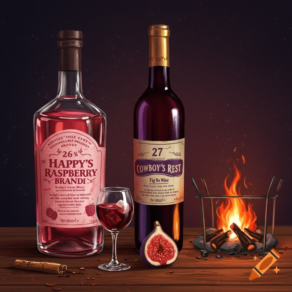 Raspberry brandy and fig red wine advertisement on Craiyon