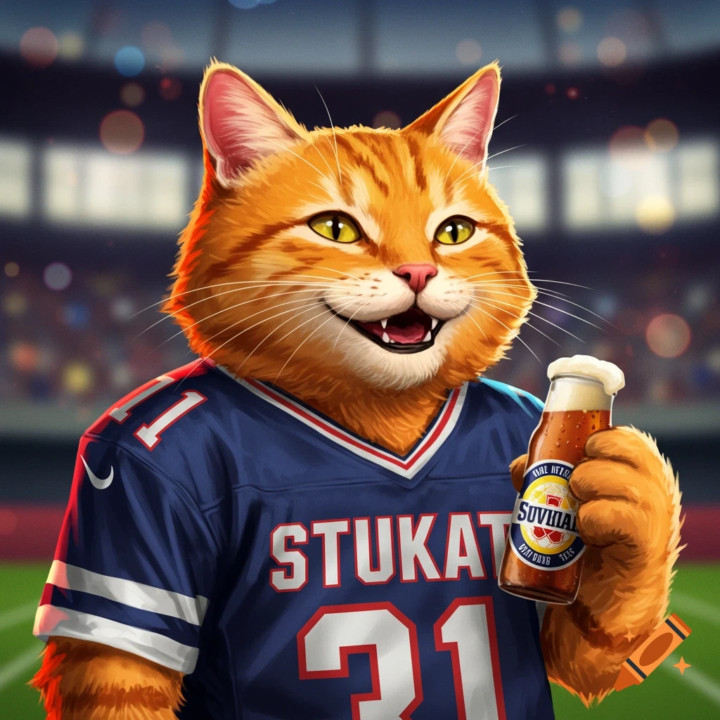 Cartoon of a European cat wearing blue and red cape representing ...