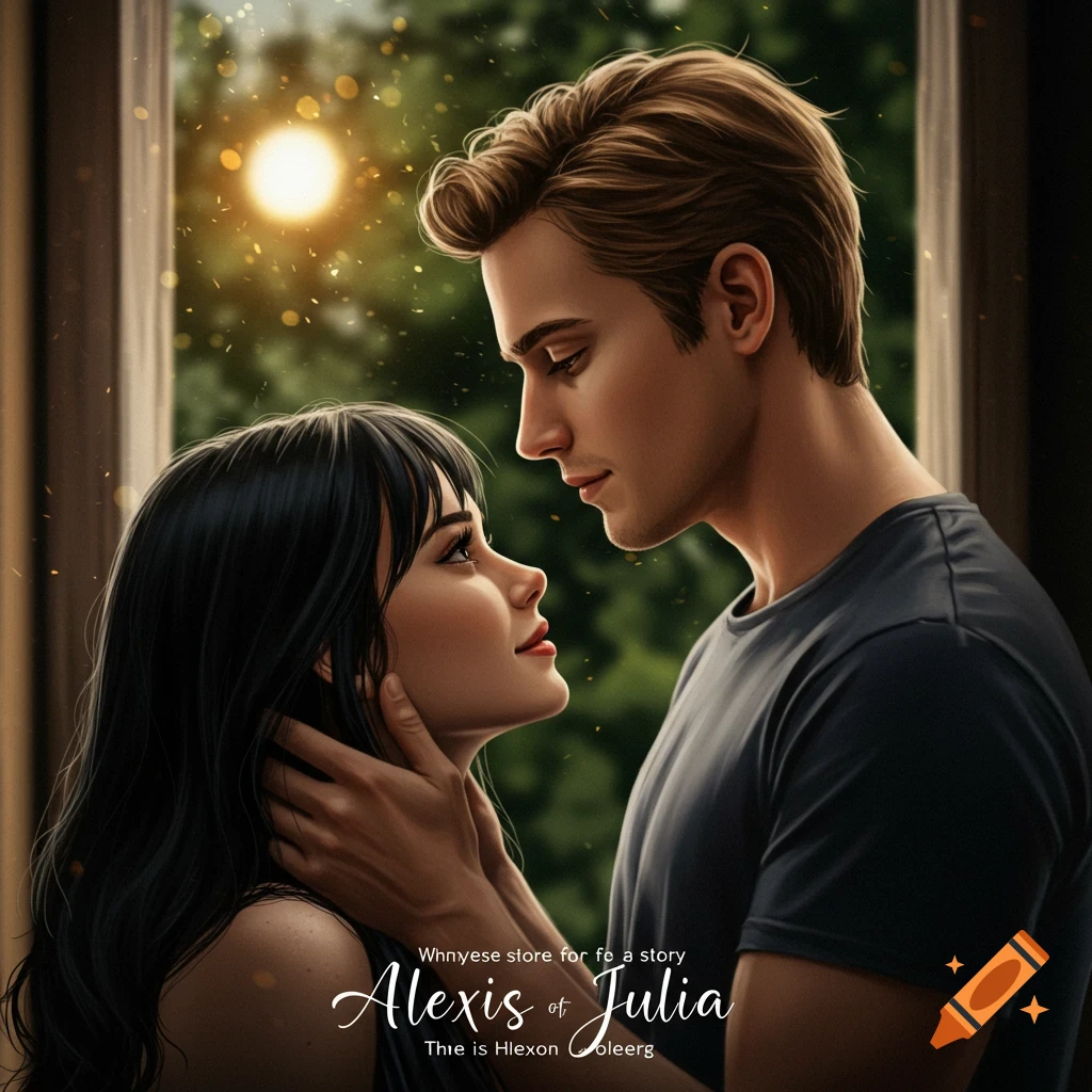 Drawing of Alexis and Julia looking at each other lovingly. on Craiyon