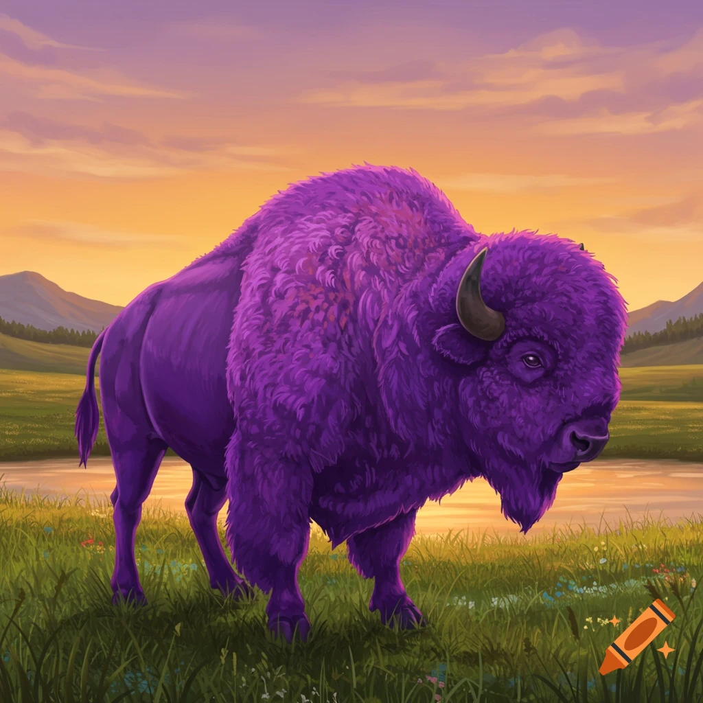 A large, shaggy brown buffalo-like creature with prominent moose ...