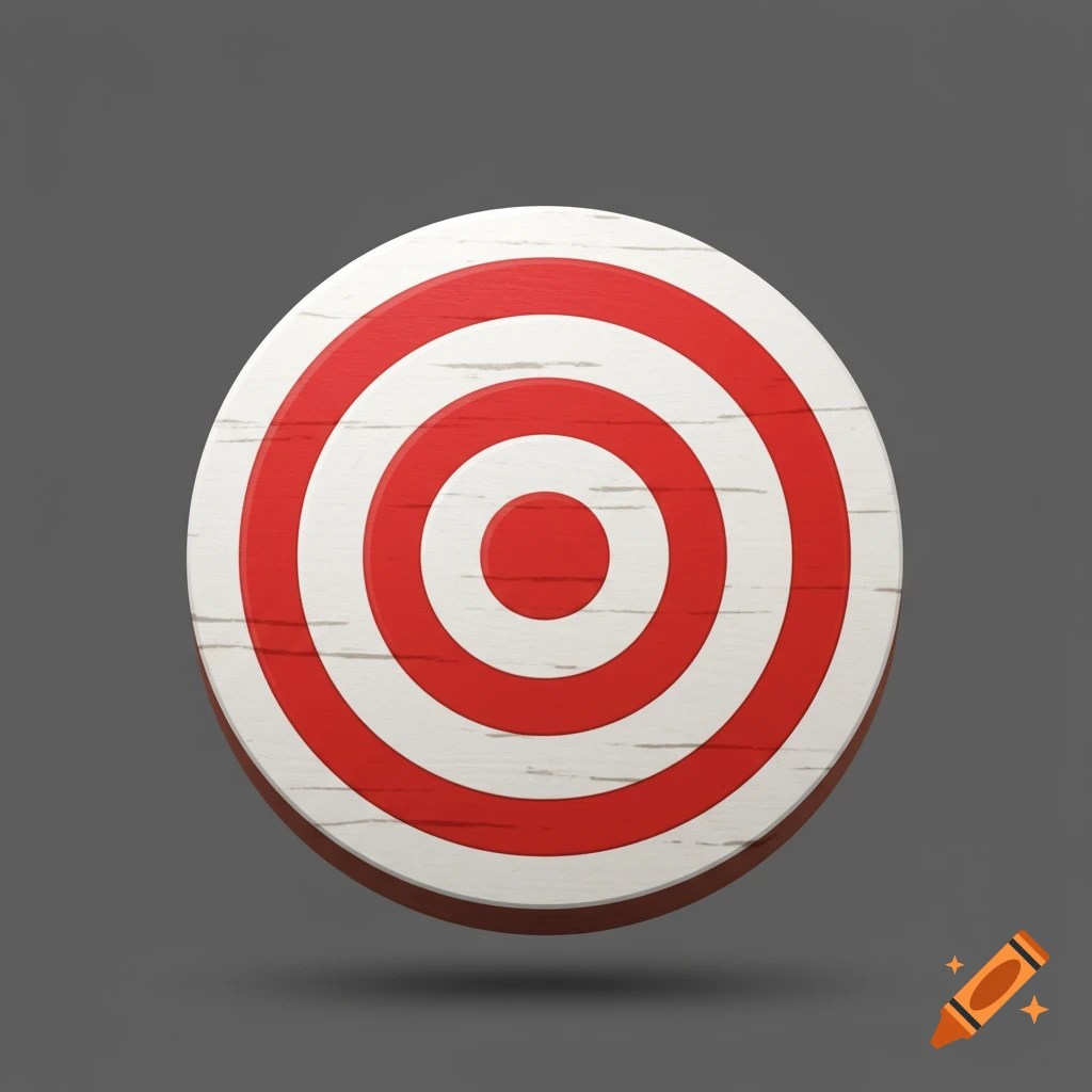 Animated wood target with white and red paint on Craiyon