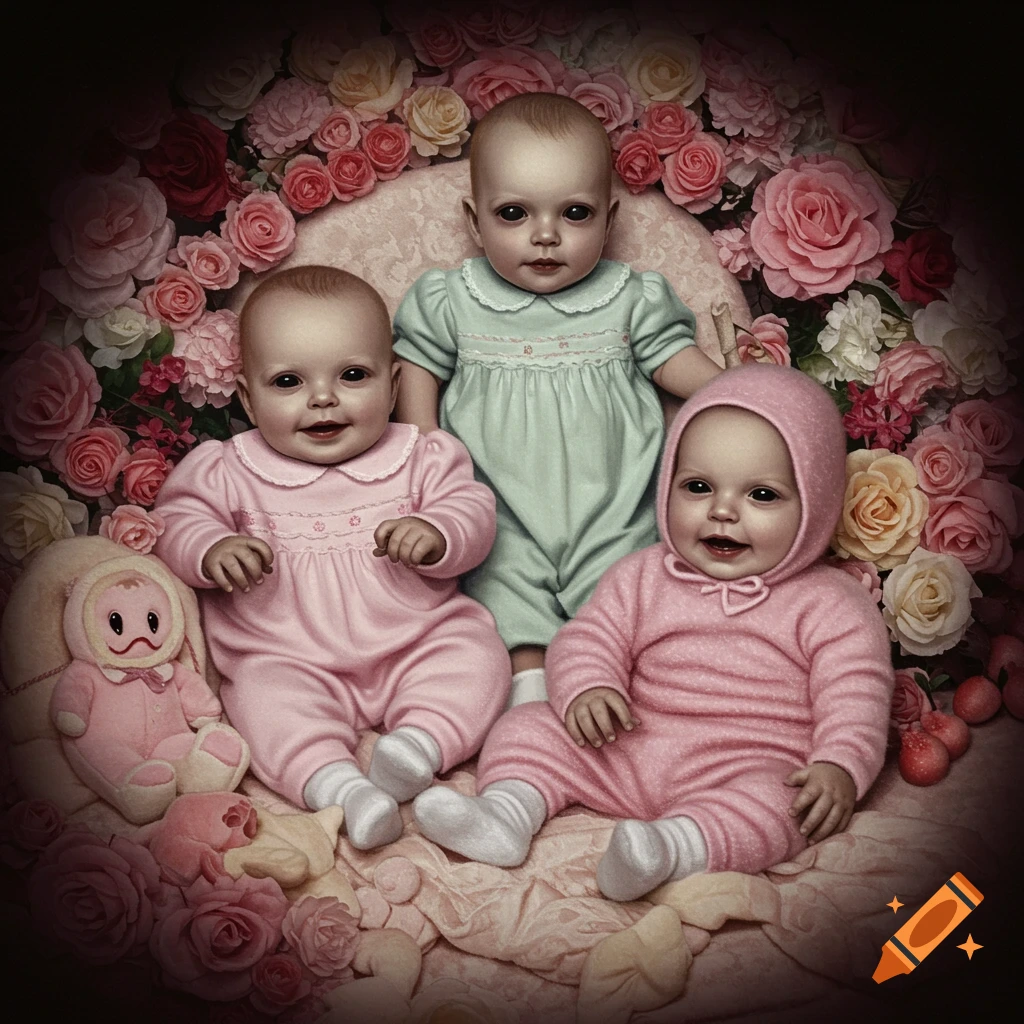 Anne Geddes inspired horror imagery on Craiyon