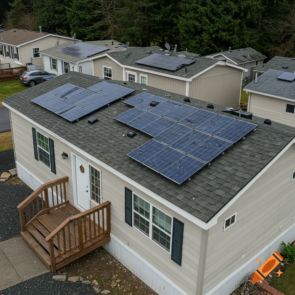 Single story remanufactured home in DuPont Washington with Sanyo solar ...