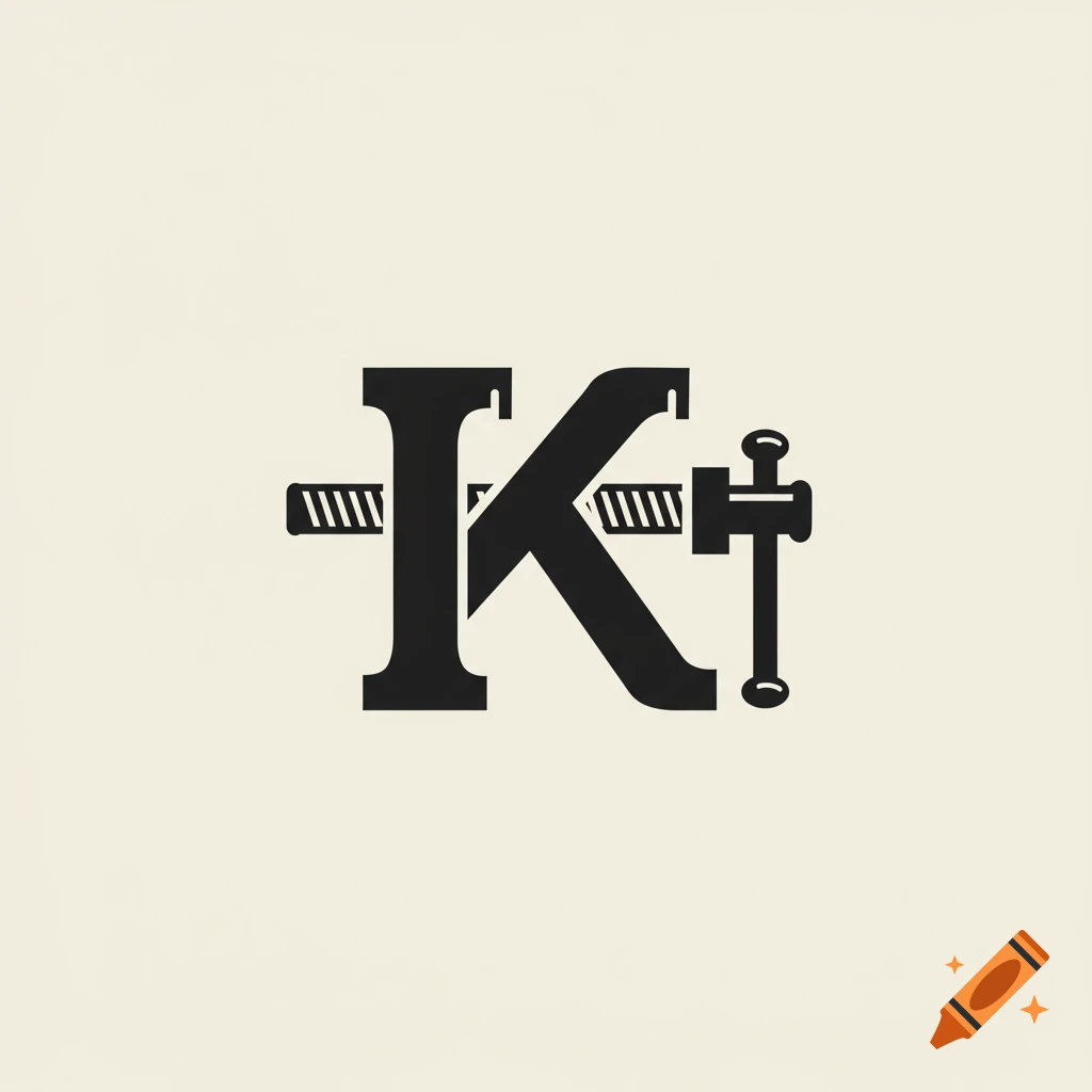 Minimalist black-and-white logo icon of a K clamp on Craiyon