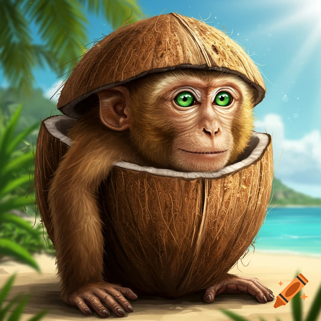 Monkey fused with a coconut on Craiyon