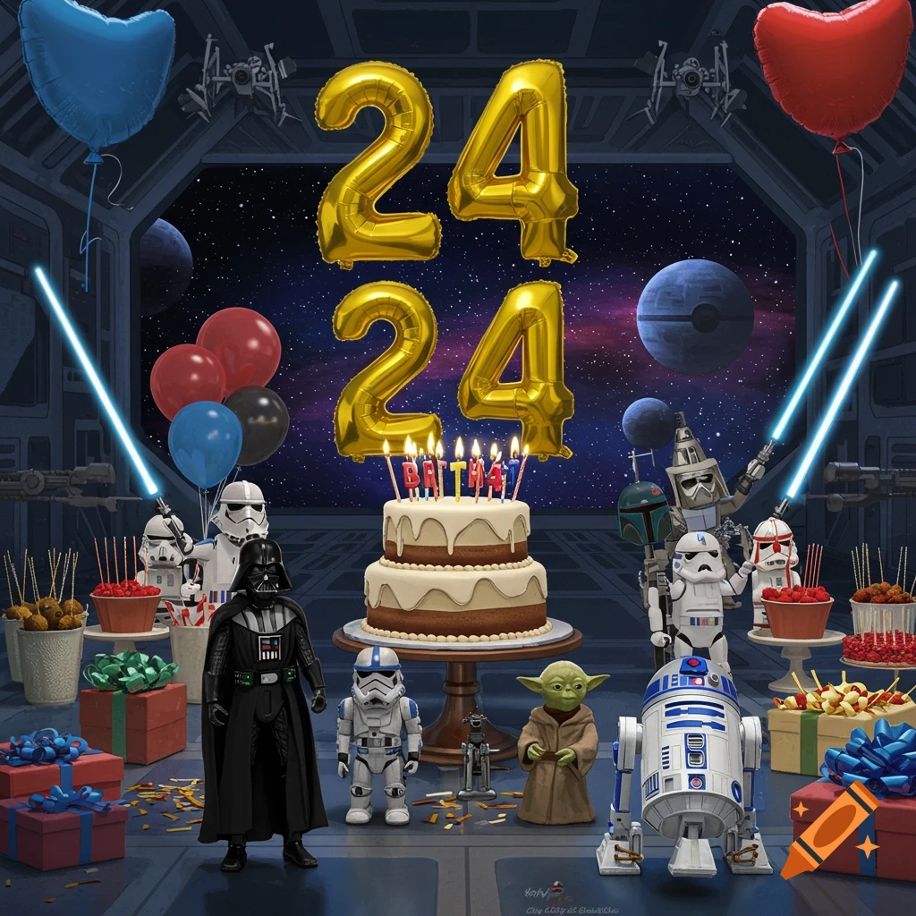 Boy with lightsaber and Star Wars shirt next to a Star Wars themed 13th ...