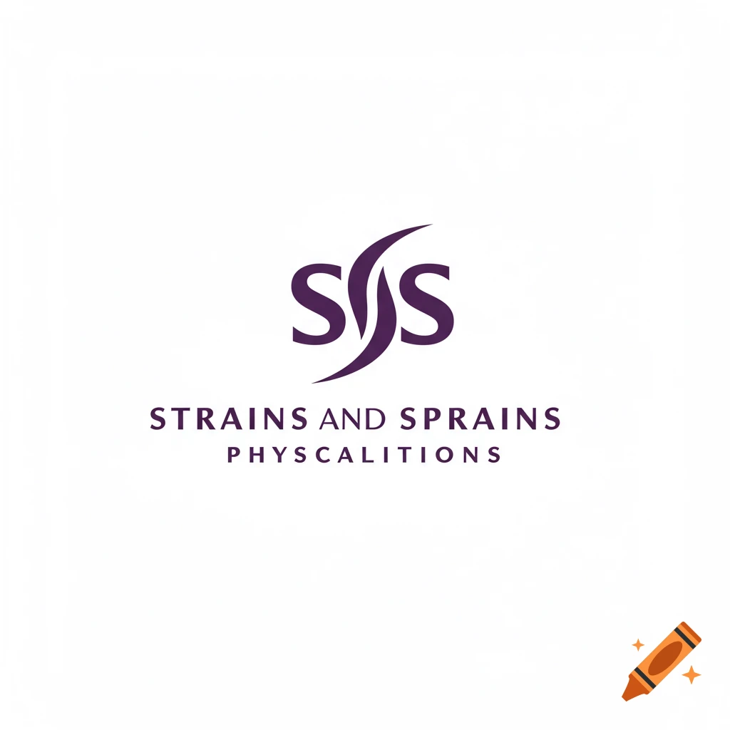 Strains and Sprains Solutions logo with purple monogram on Craiyon