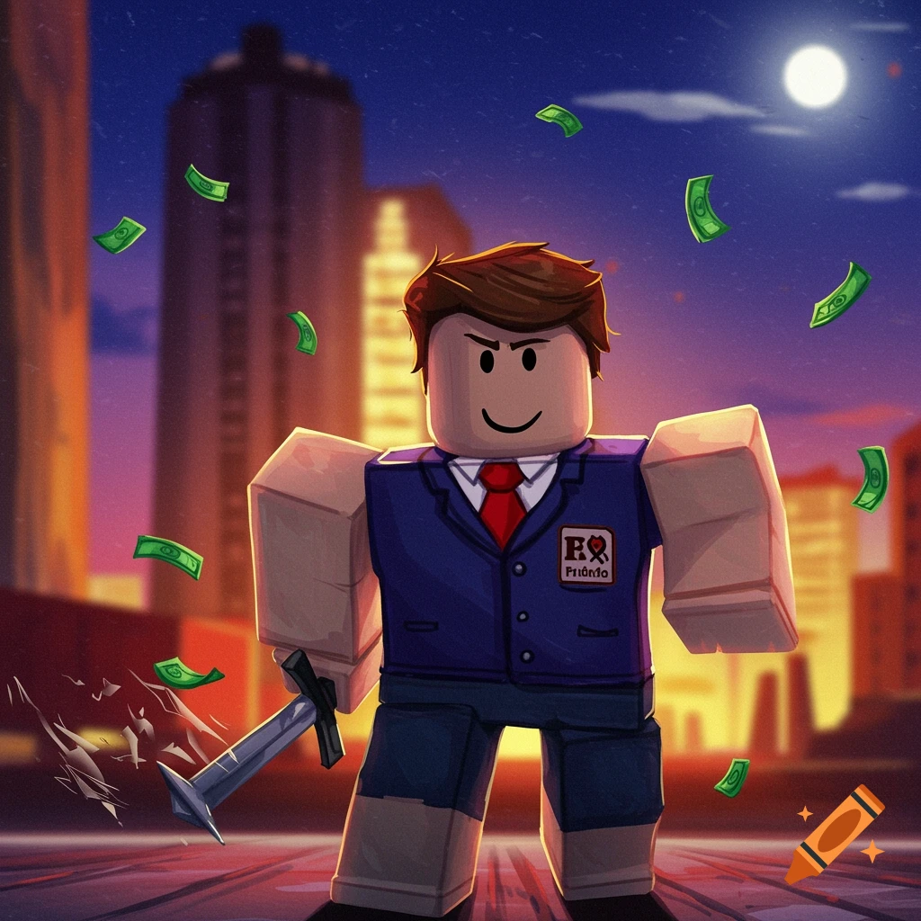 Roblox thumbnail of someone wasting money on Craiyon