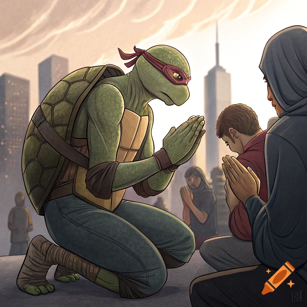 Turtle man from Masters of Disguise in prayer circle for September 11 ...