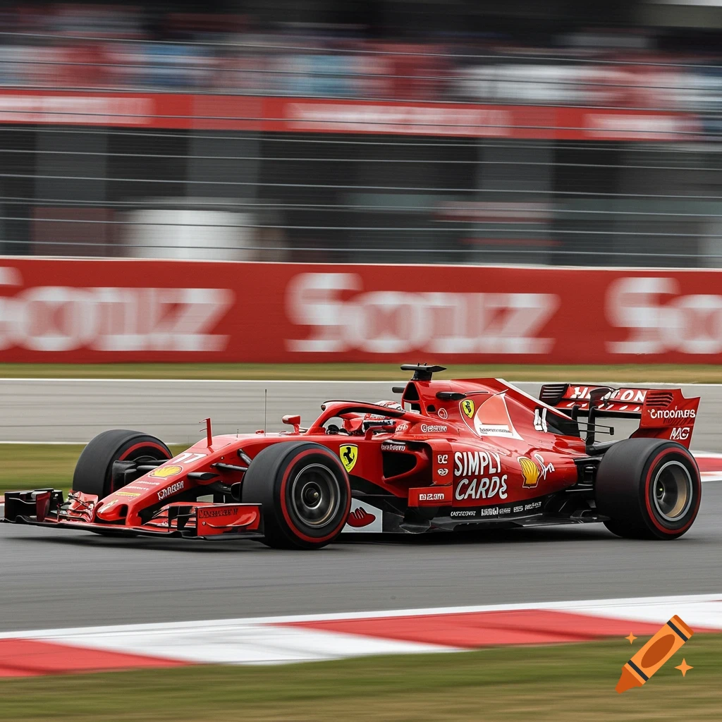 Formula 1 car with "Simply Lovely Cards" text on it on Craiyon