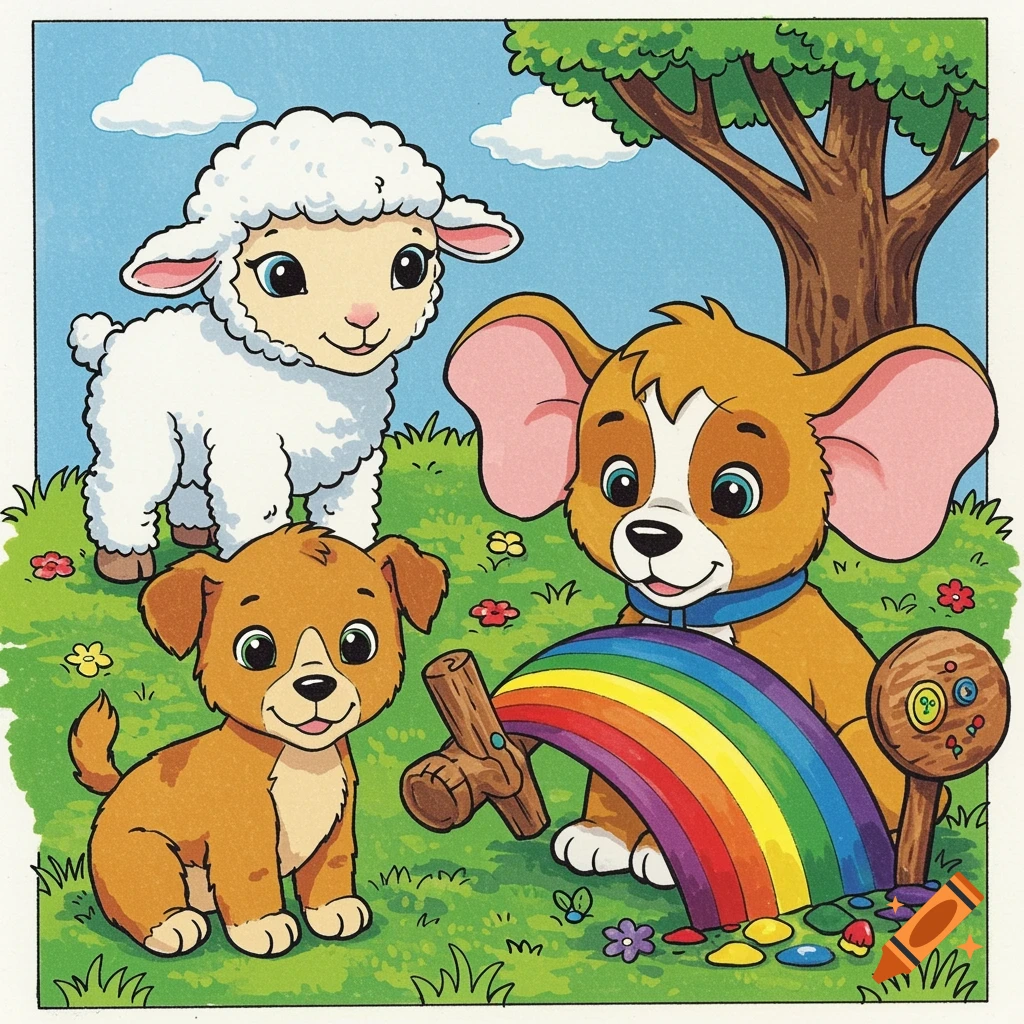 Coloring pages featuring Lila the lamb, Leo the lion cub, Max the pup ...