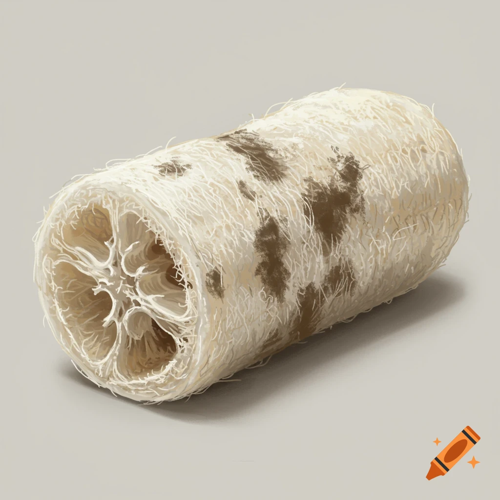 White loofah sponge with subtle mud stains on Craiyon