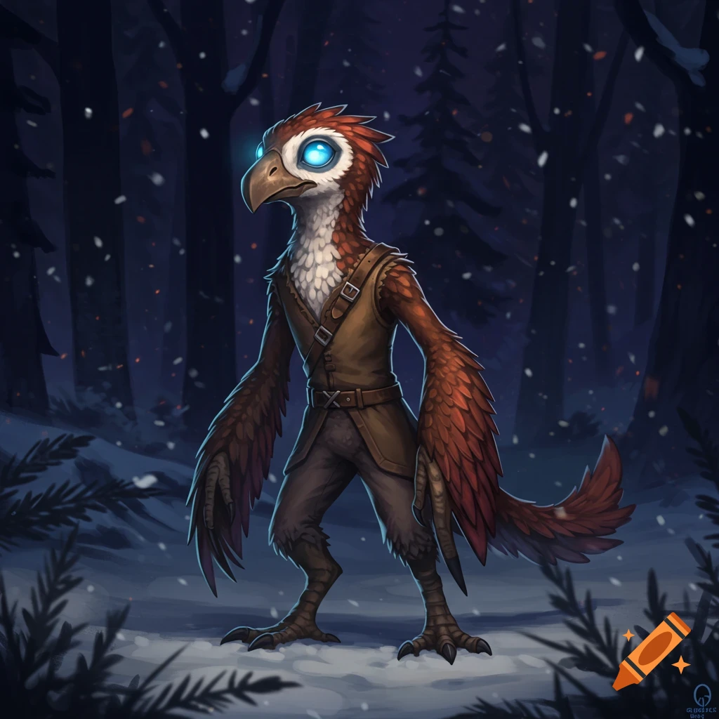 Alien creature in snowy forest on Craiyon