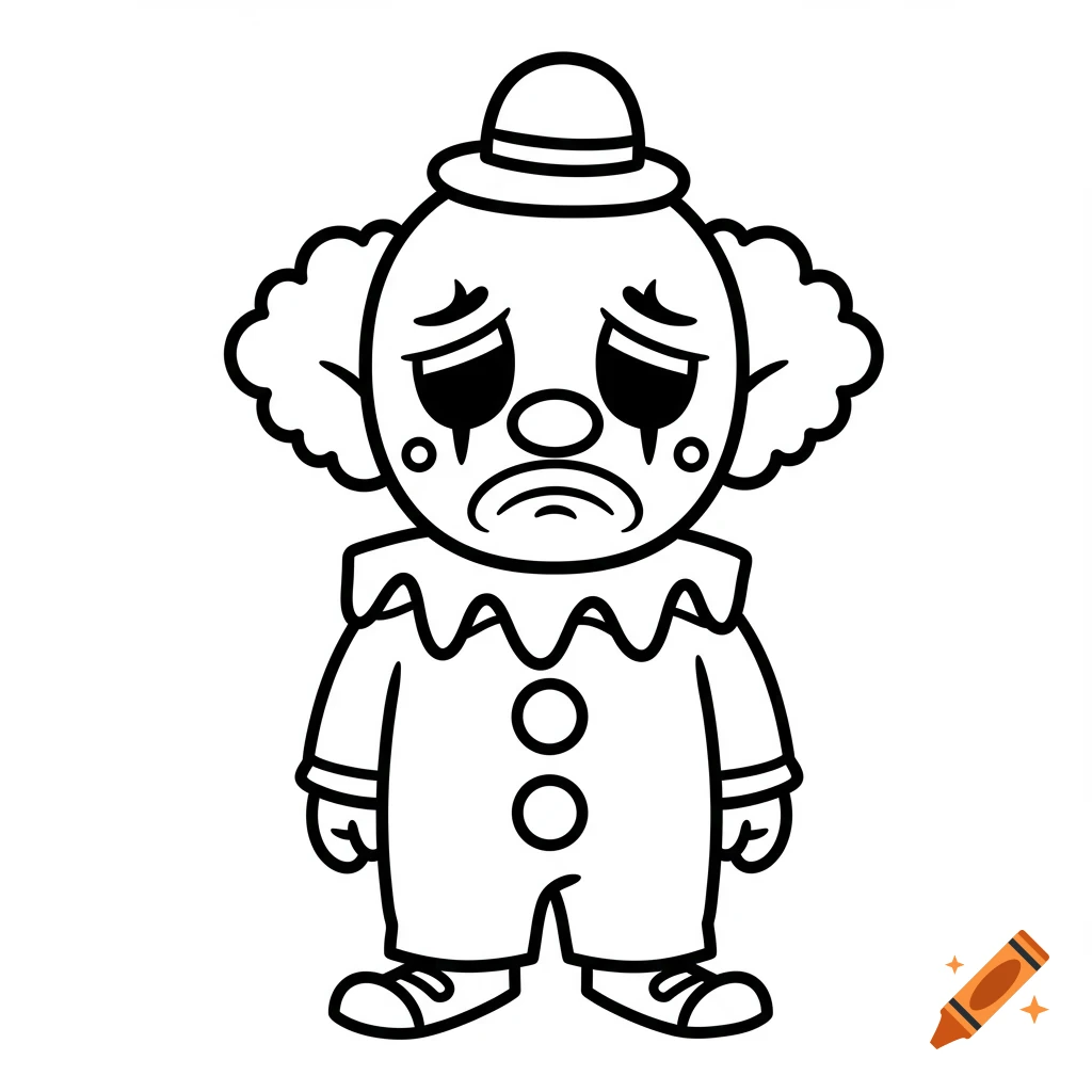 Chicano style sad clown vector illustration on Craiyon