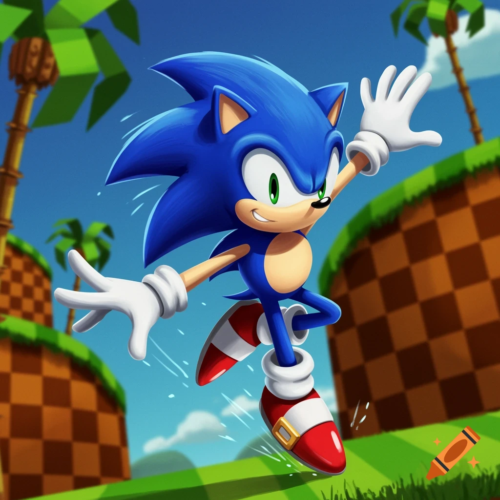 Sonic the Hedgehog and Miles 'Tails' Prower embrace happily in a bright ...