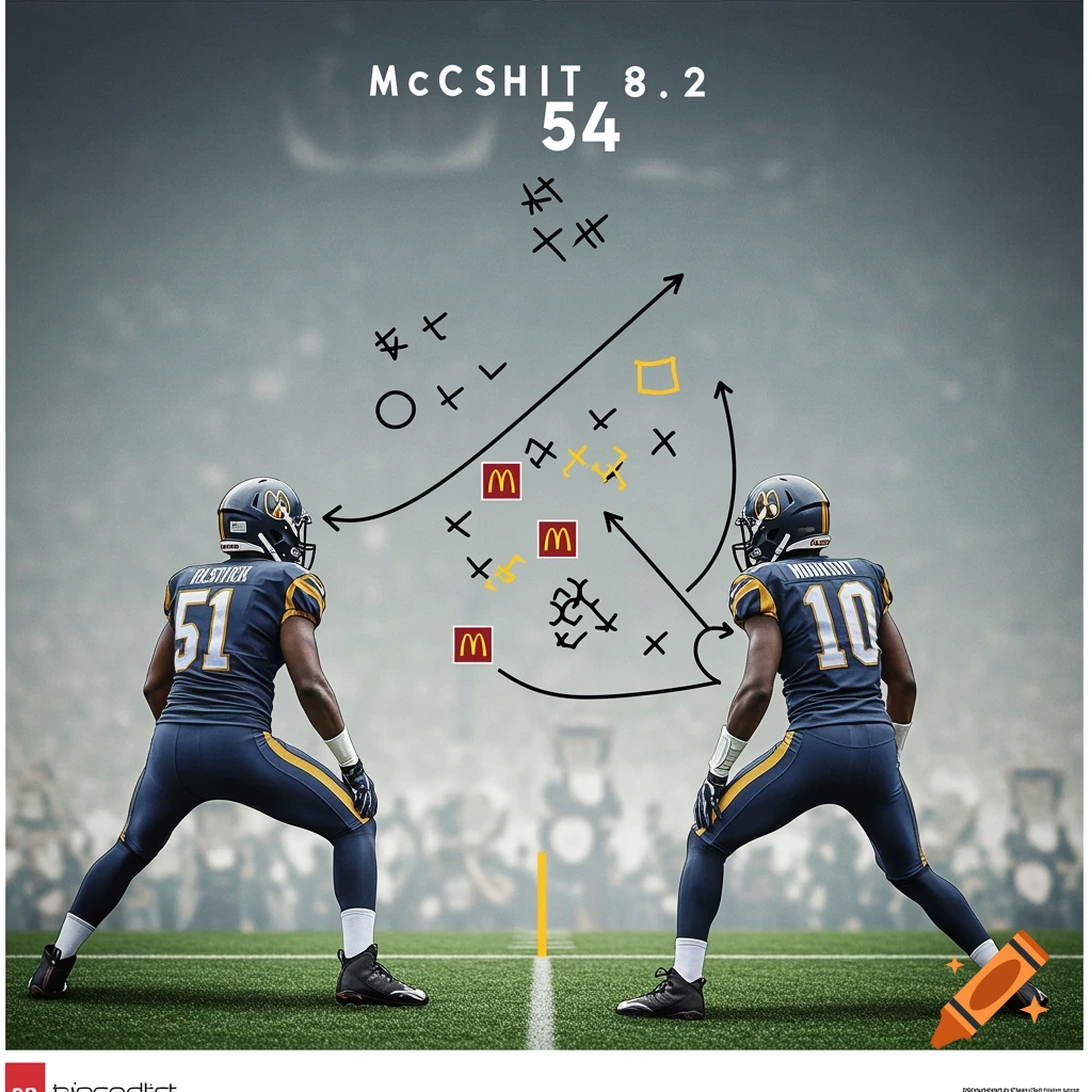 McDonald's themed football playbook page with a QB and three wide ...