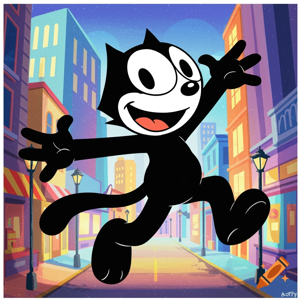 A 1920s style cartoon bat wearing a hat, bow tie, and gloves stands in ...