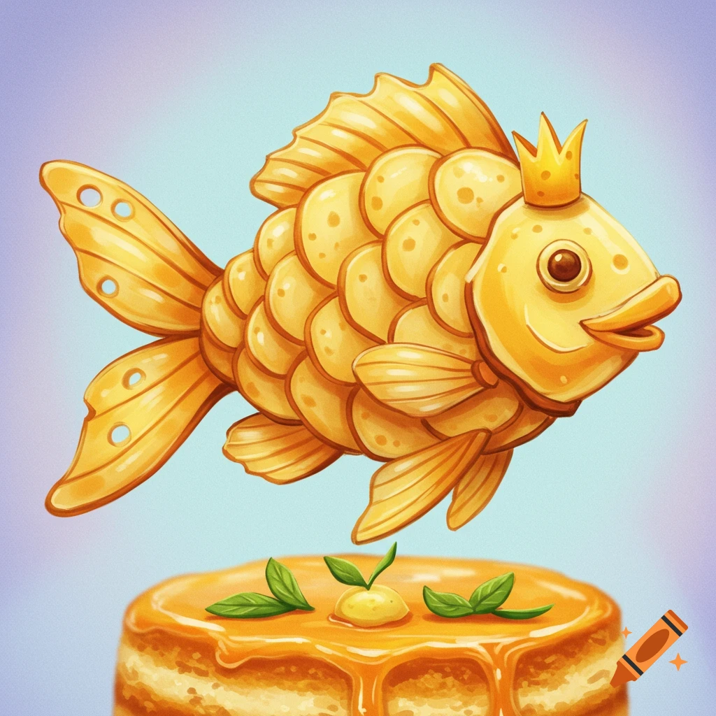 Fish-shaped cheese crafted from whimsical elements on Craiyon