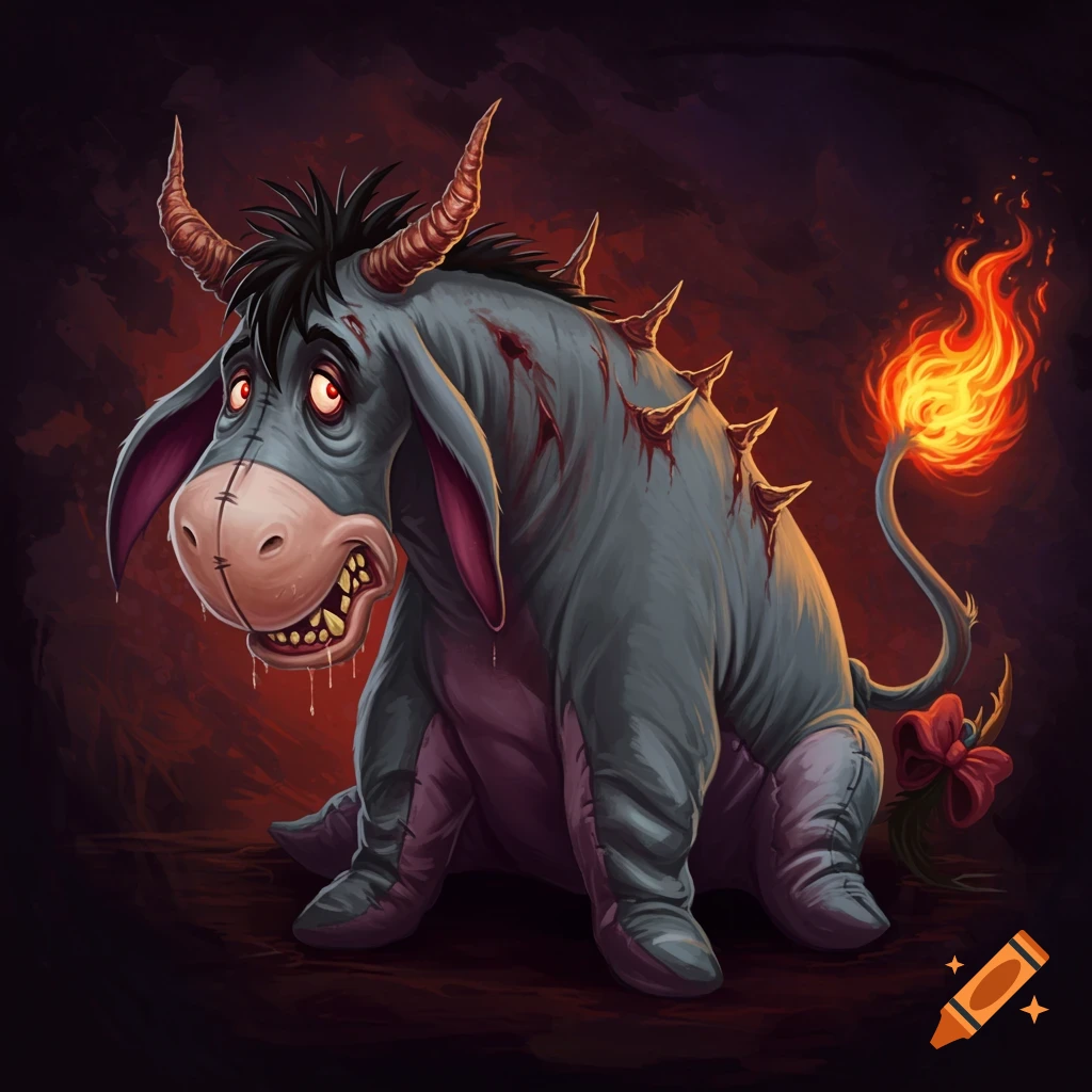 Eeyore in a scary and creepy Tim Burton style on Craiyon