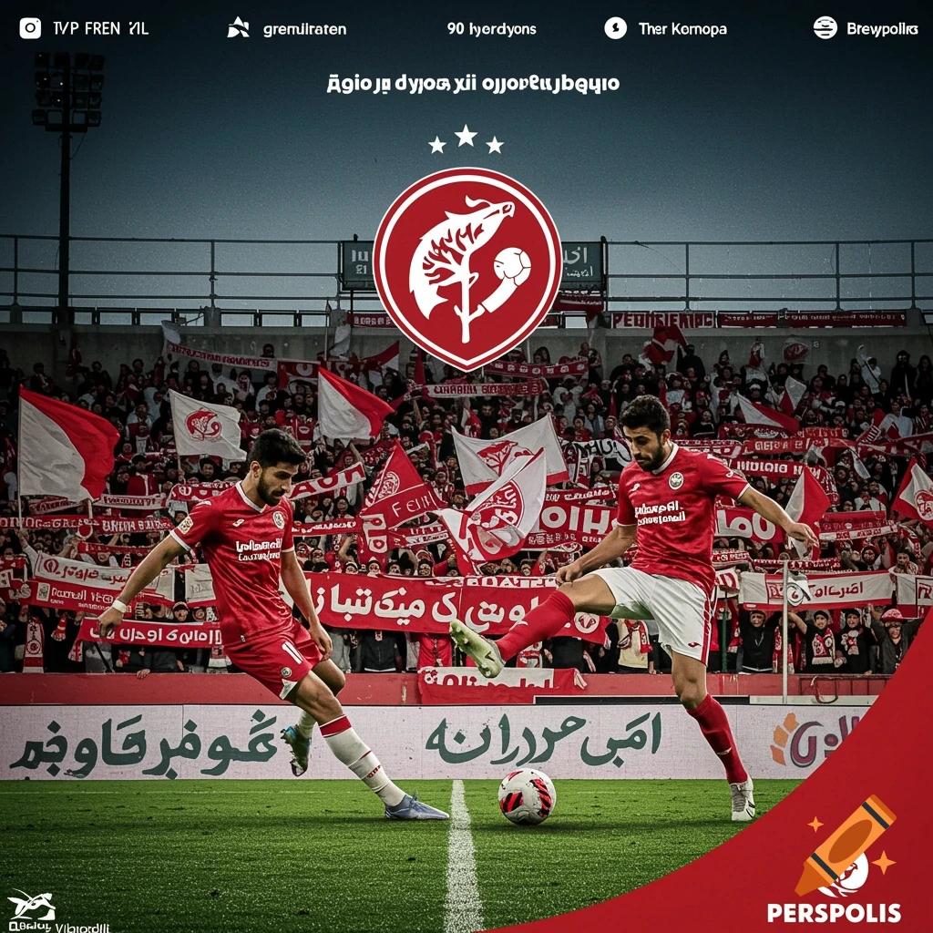 Football poster featuring Persepolis Tehran on Craiyon