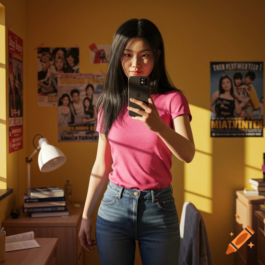 Women taking selfie in dorm room, ultra realistic photo on Craiyon