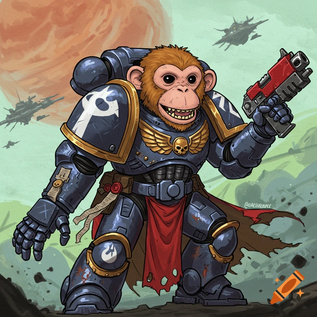 40k Space Marine Monkey Puppet Meme on Craiyon