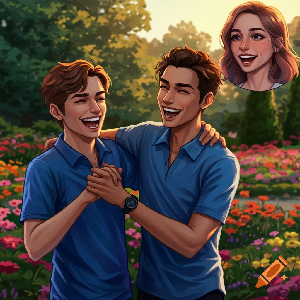 Kai and Payden dancing in a royal garden with Kitt watching from afar ...