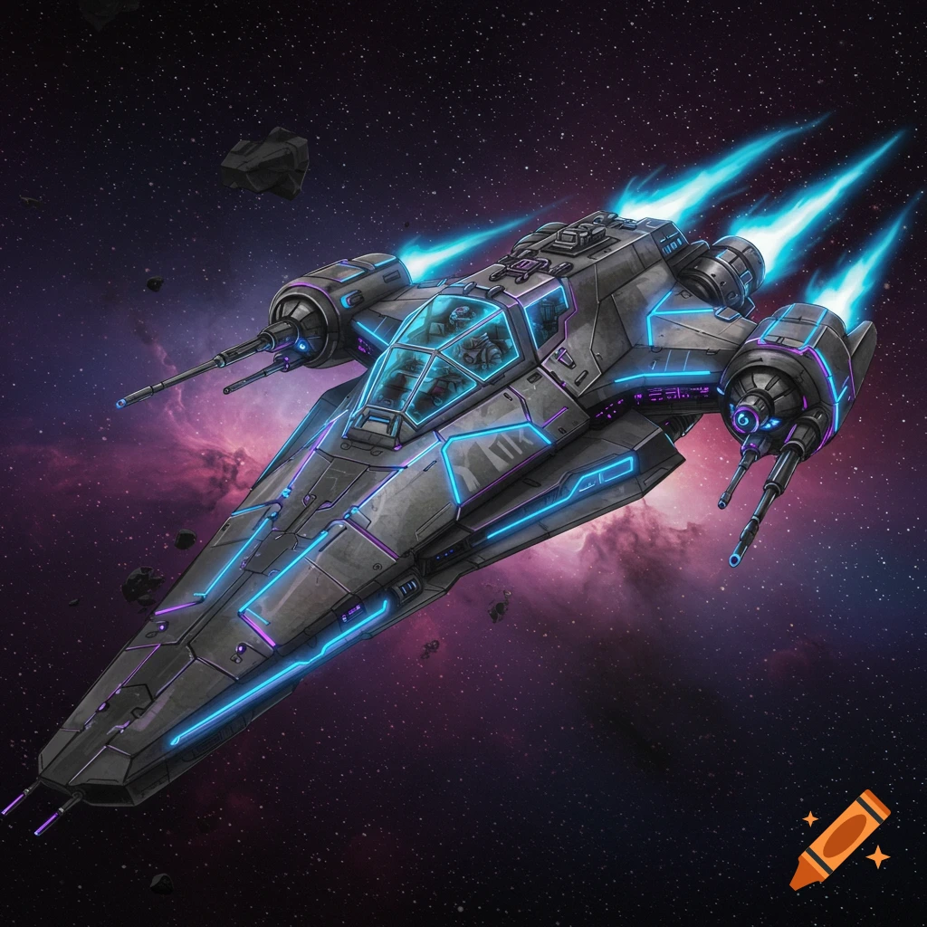 Futuristic Star Wars-inspired spaceship with aggressive, sporty design ...