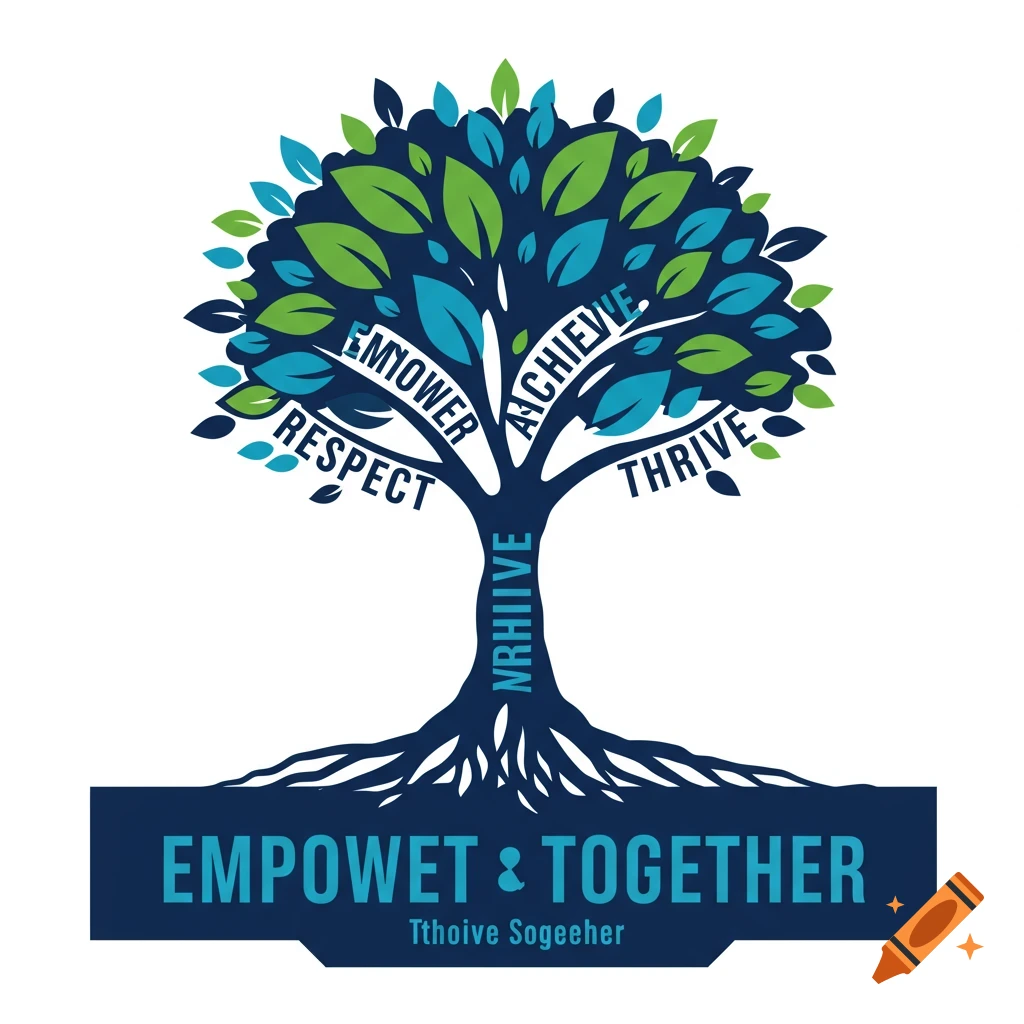 School logo with text "Empower, Respect, Achieve, and Thrive Together ...