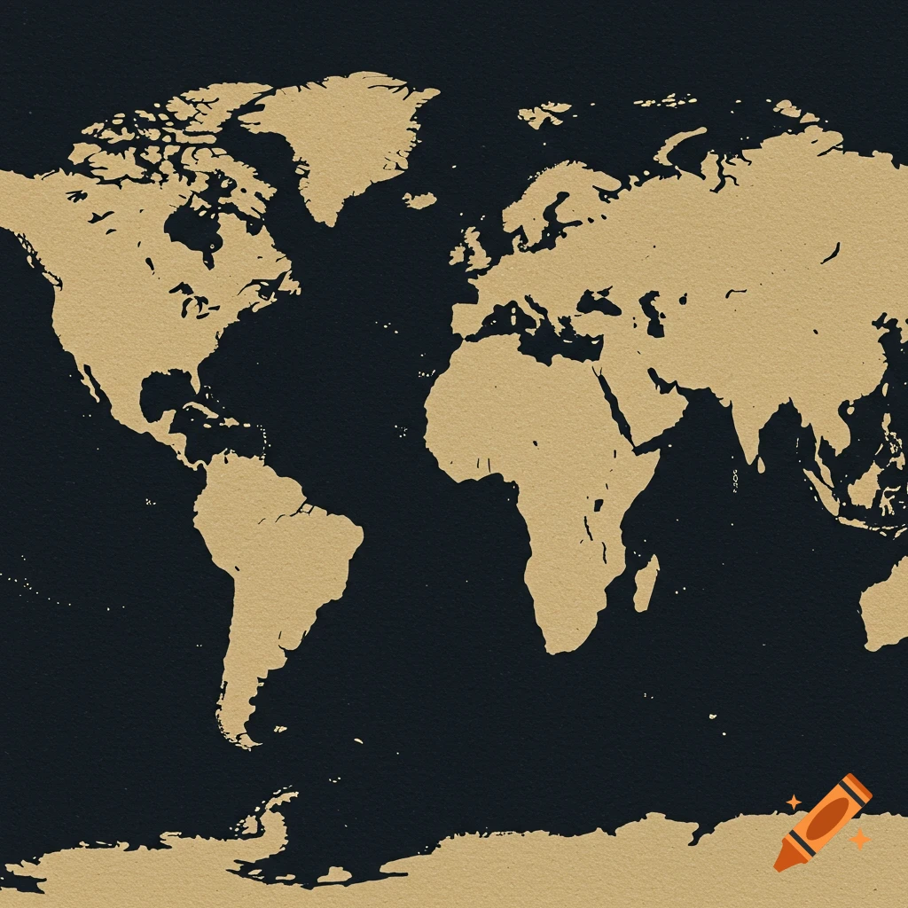 A black and white sketch outline map of the continent of Africa with ...