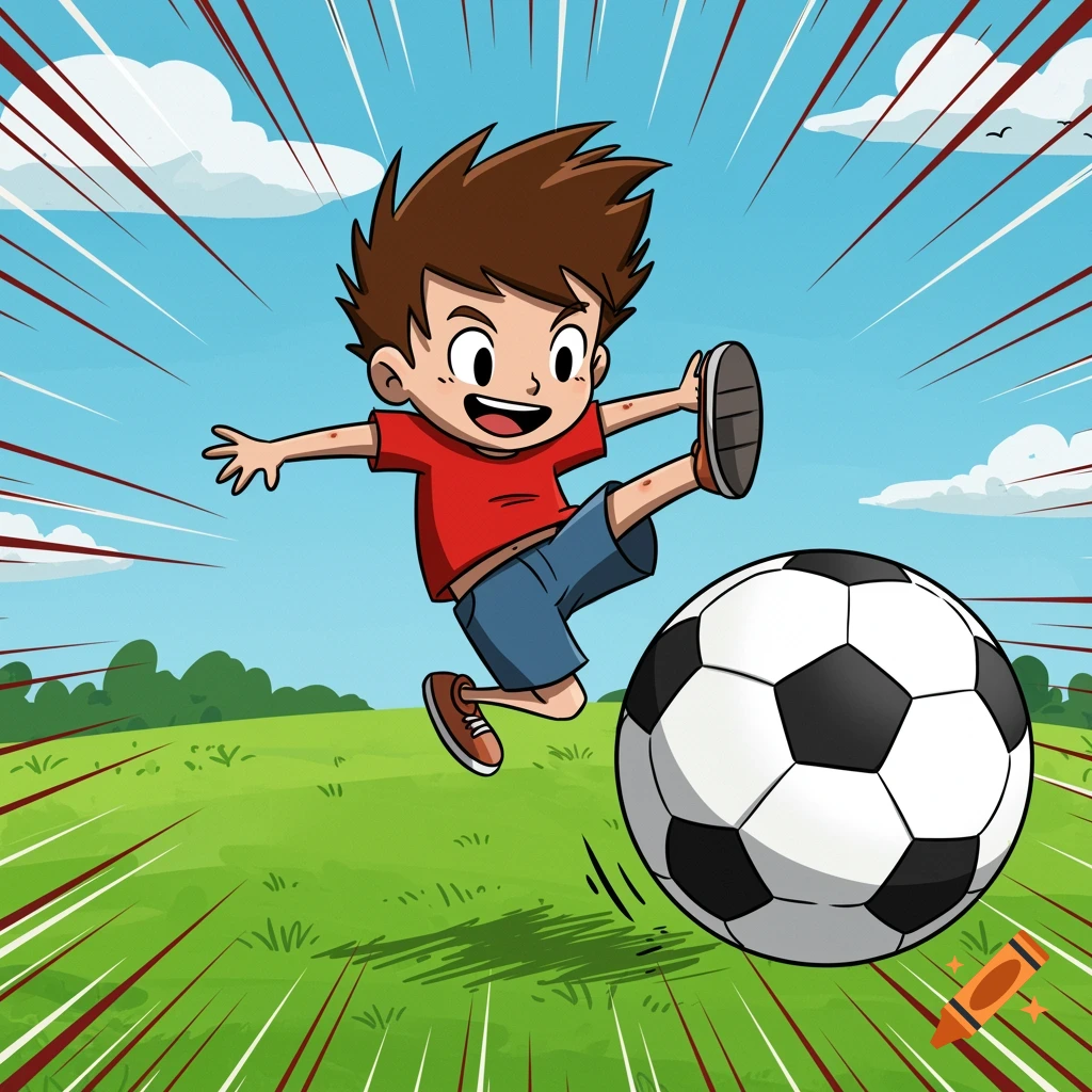 Little girl playing soccer on Craiyon