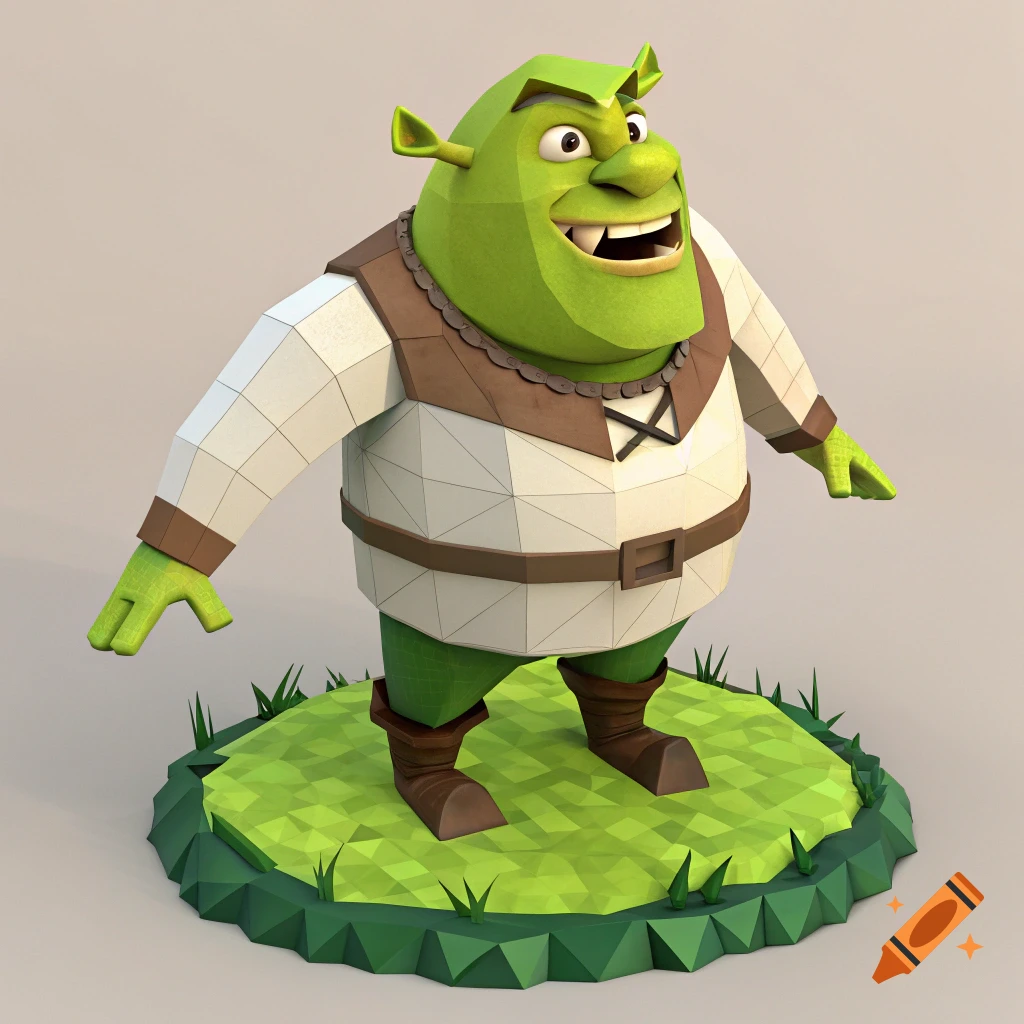 Shrek in Mario 64, N64 polygon 64 bit 3D render on Craiyon
