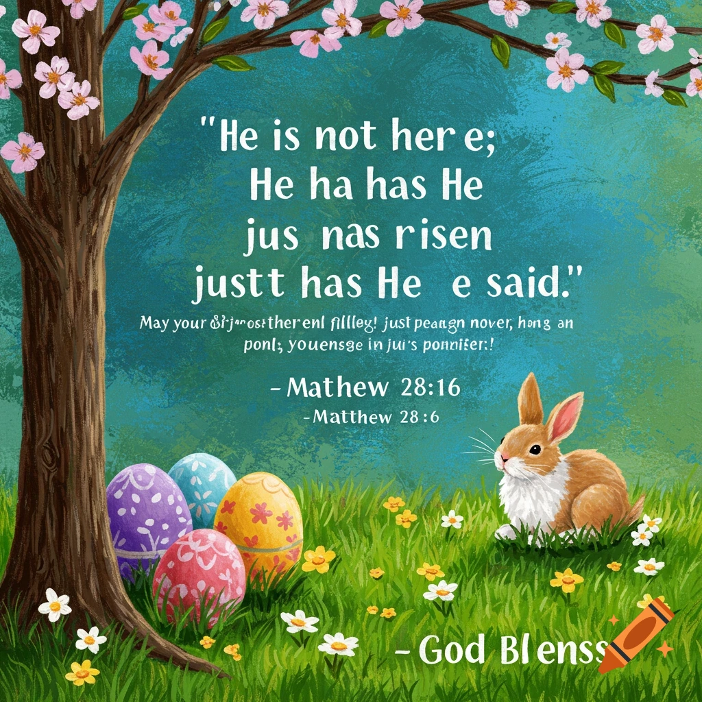 Easter Sunday message about Christ's resurrection on Craiyon