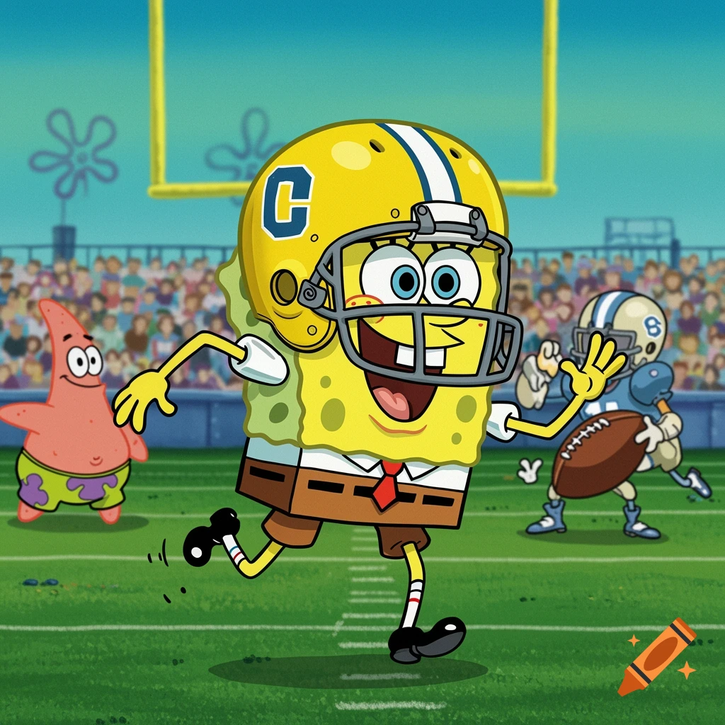 Spongebob Playing Football New England Patriots Football Spongebob