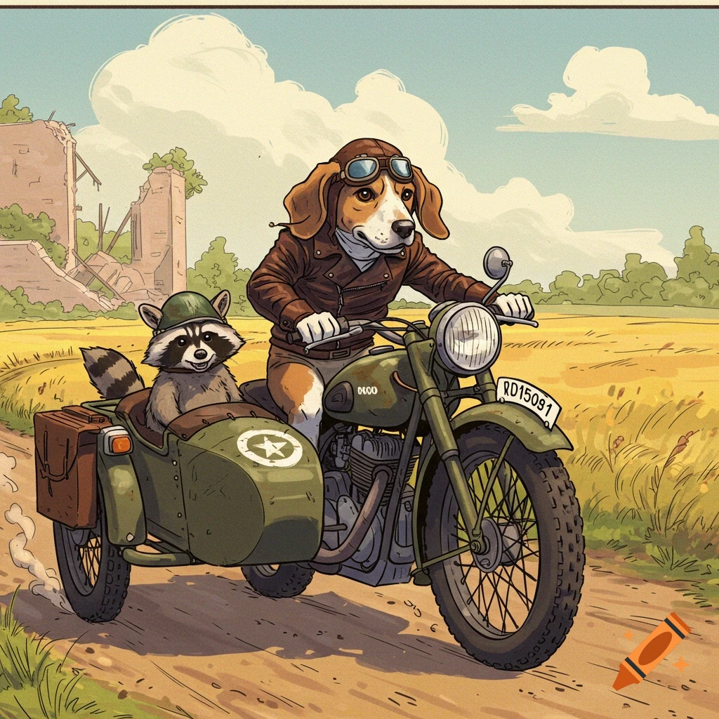 Scooter With Sidecar Cartoon