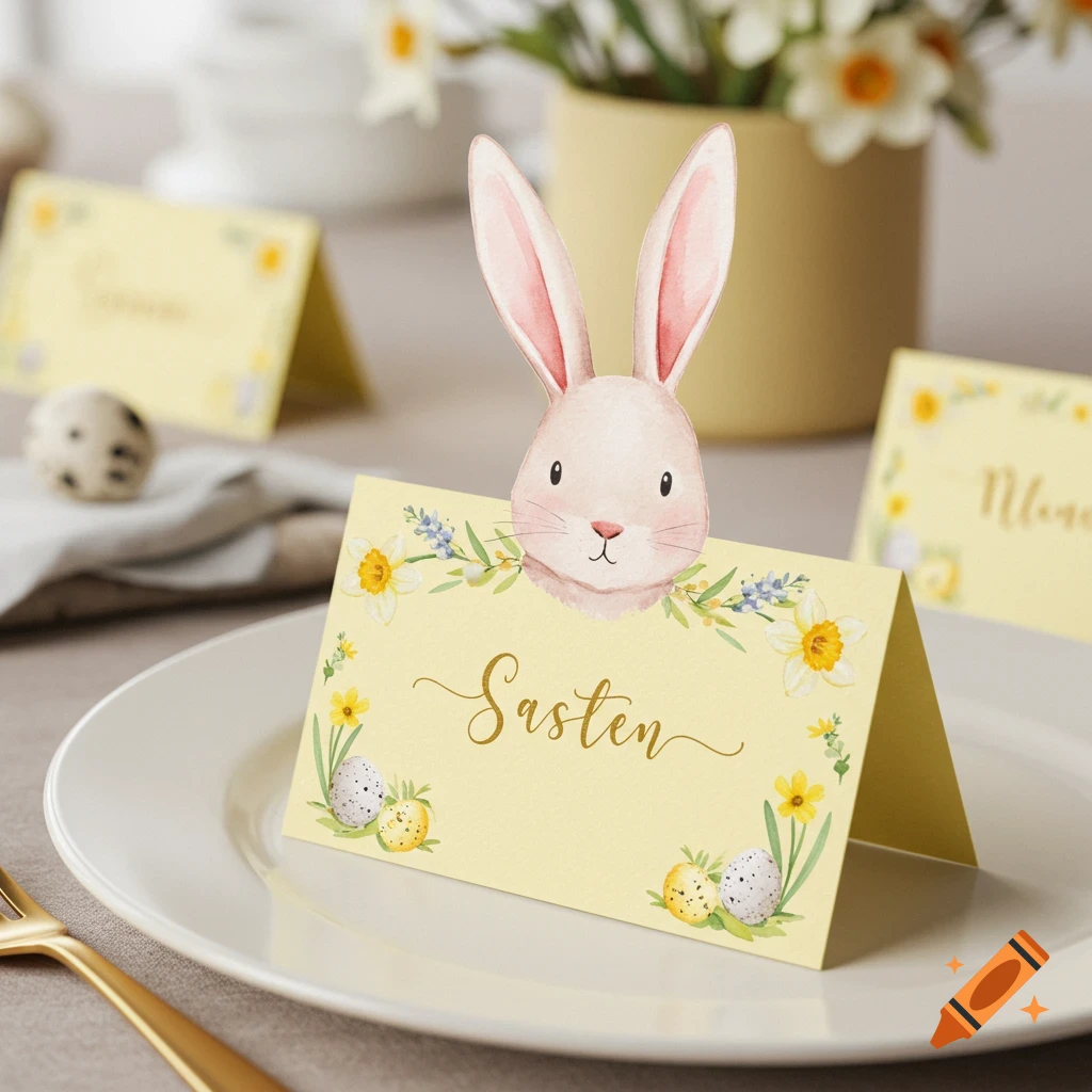 Easter-themed placecard design on Craiyon
