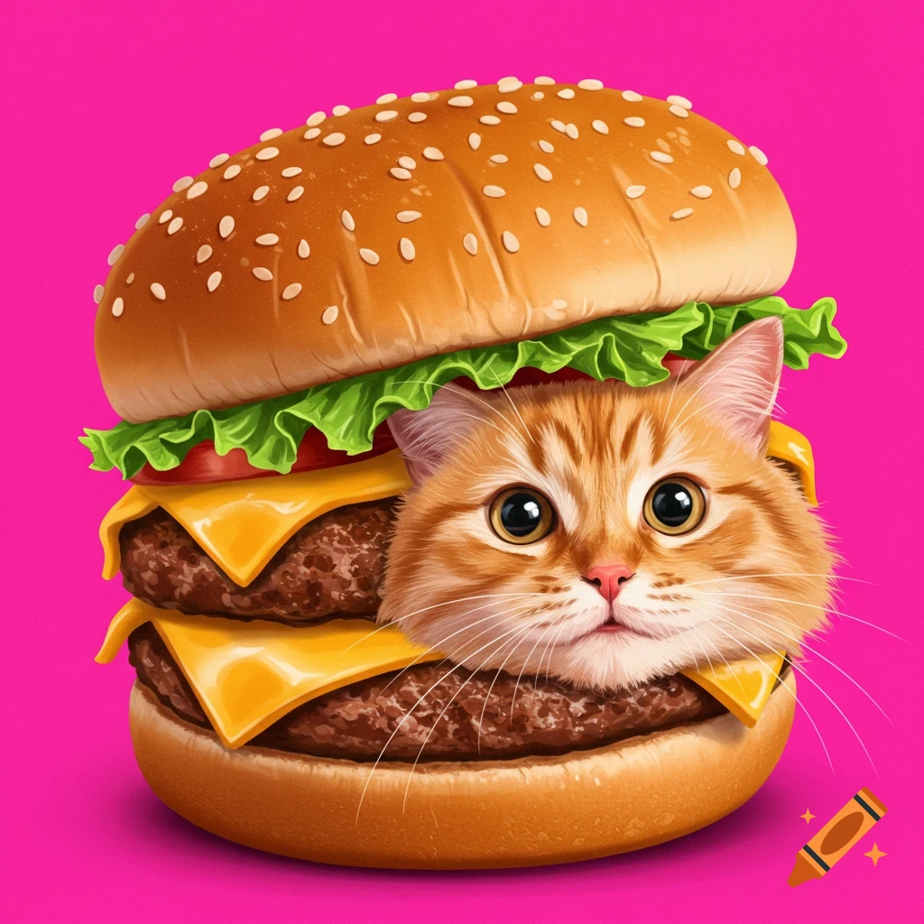 A fat orange cat sits eating French fries from a McDonald's meal. on ...
