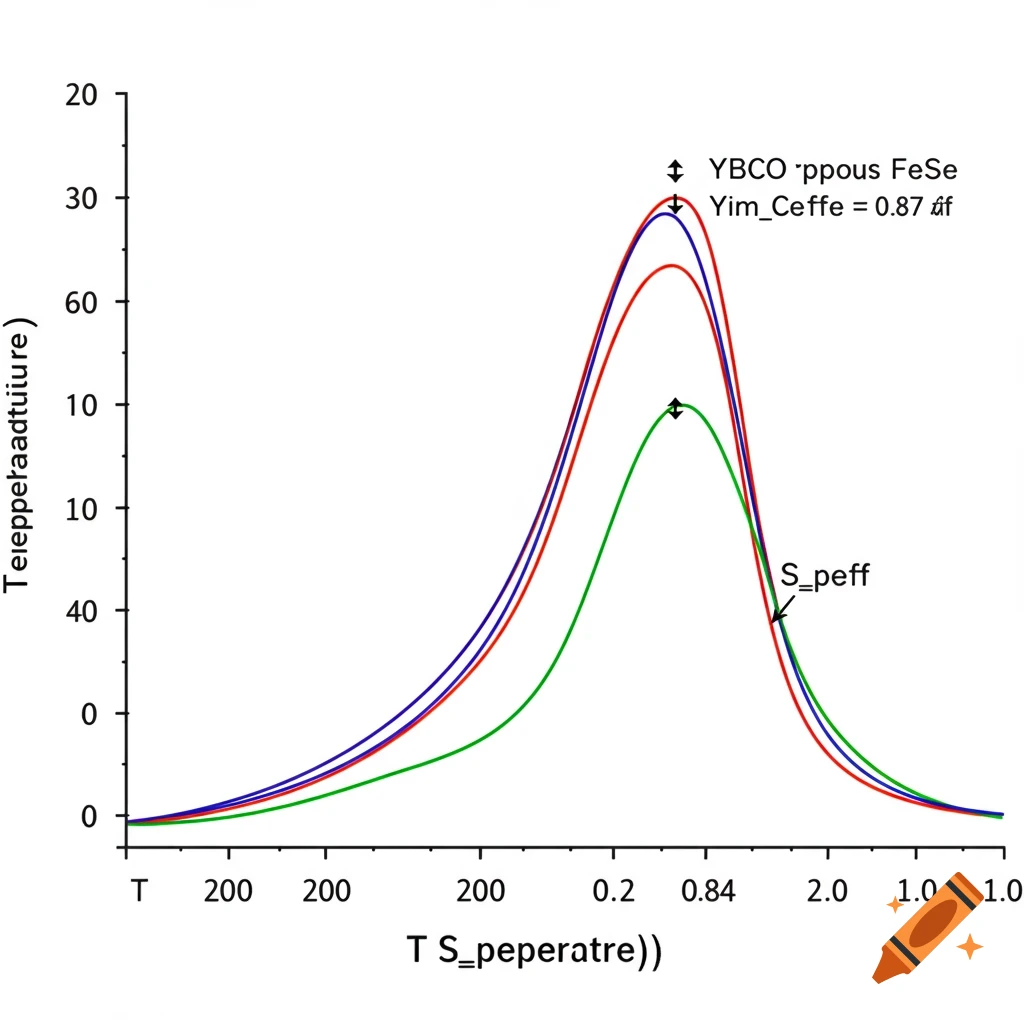 Plot of temperature vs. S_p^eff for YBCO, Amorphous FeSe, and YBCO Nanowires, with S_p^eff = 0. ...